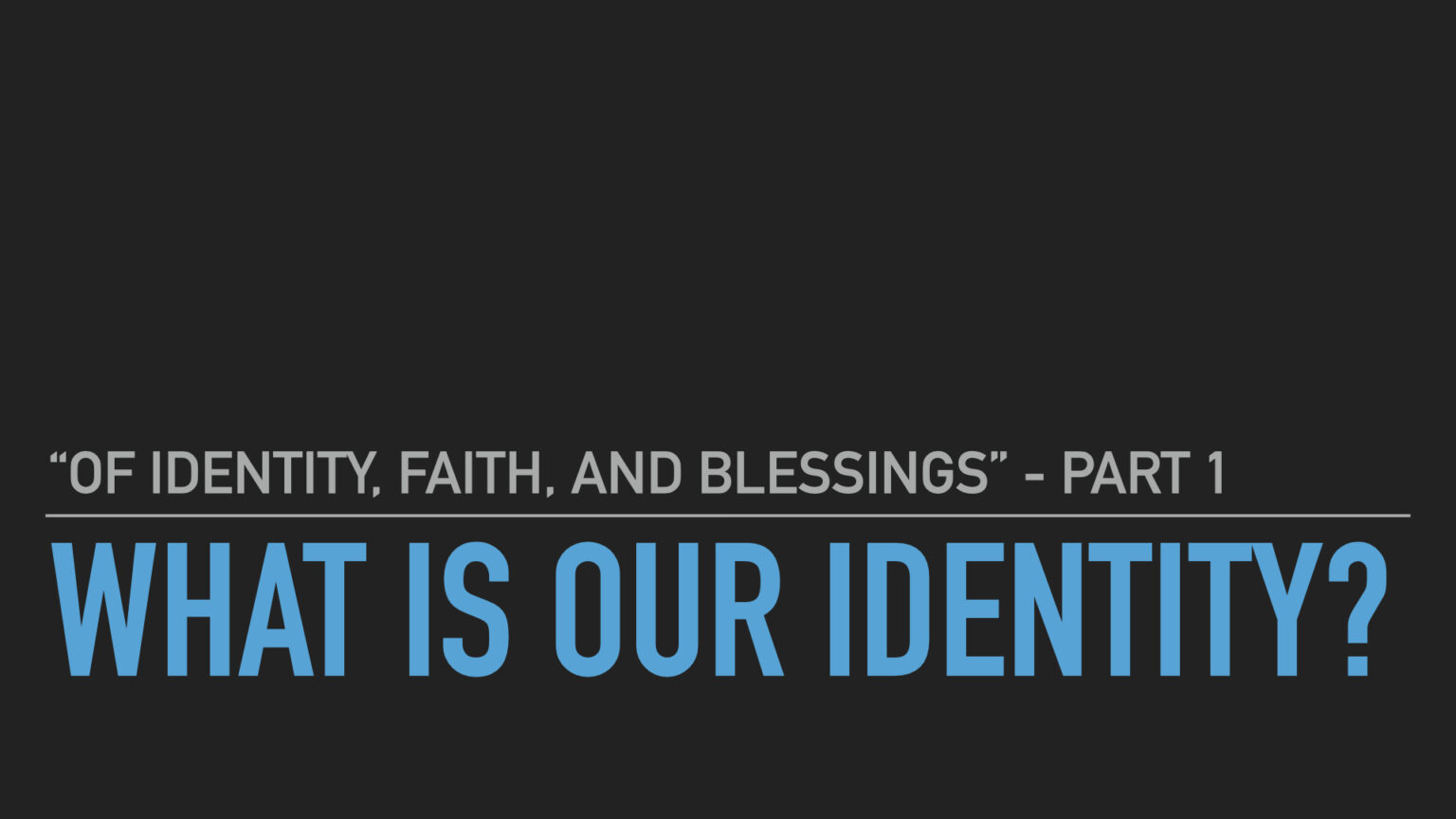 What Is Our Identity? | Robert Wimer